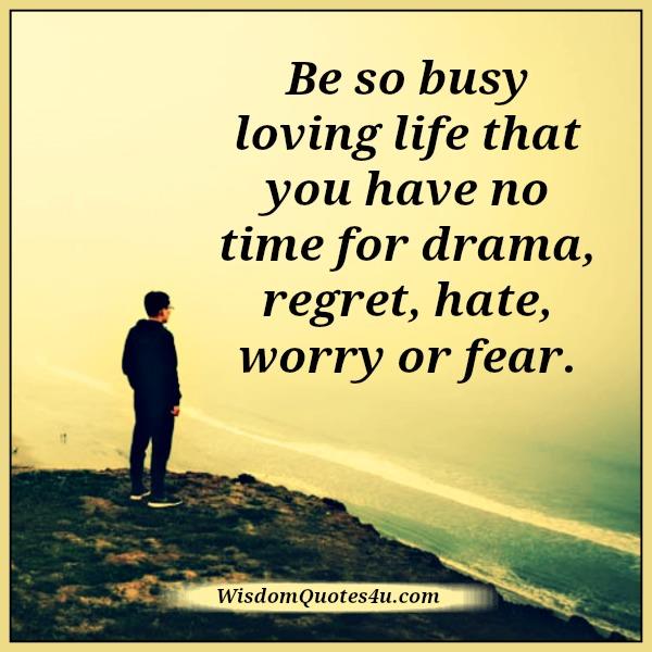 No time for drama, regret, hate, worry or fear in life - Wisdom Quotes