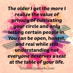 The value of privacy of cultivating your circle - Wisdom Quotes 4U